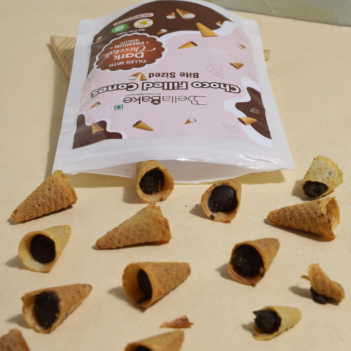 Bites Sized Choco Filled Cones | Dark Chocolate Flavour – BellaBake